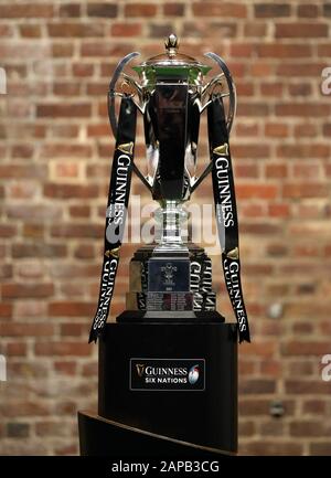 The Six Nations trophy during the launch event for the Guinness Women's ...