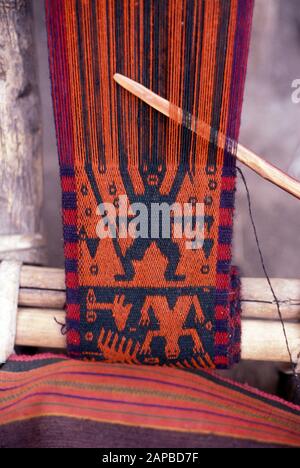 BOLIVIA Jalq'a indiginous people weaving and spinning, Marawa, near ...