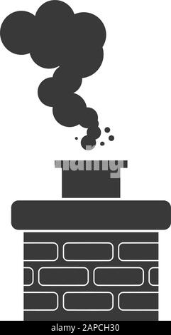 Chimney smoke icon for chimney sweep concept in vector line drawing ...
