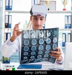 radiologist with virtual reality glasses x-ray technology Stock Photo ...
