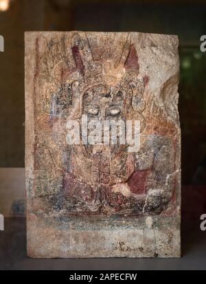 Mexican Mayan Chichen Itza ceramic painted plate isolated on white ...
