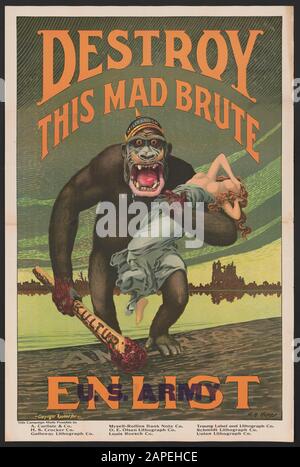 Destroy This Mad Brute propaganda poster Stock Photo - Alamy
