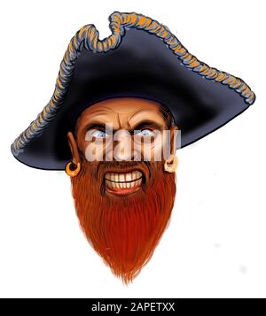 Angry pirate captain. Digital illustration Stock Photo - Alamy