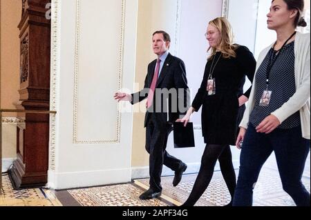 U.S. Senator Richard Blumenthal (D-CT) speaking to reporters near the ...