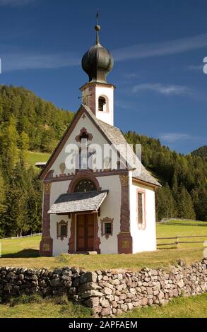 ranui church in south tyrol funes valley dolomites italy view in b&w ...
