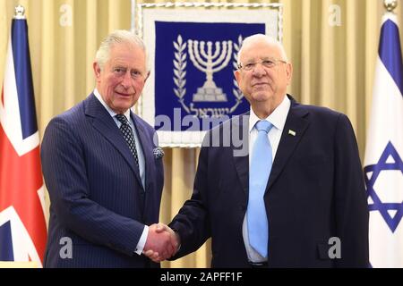 The Prince of Wales meets President Reuven Rivlin at his official residence in Jerusalem on the ...