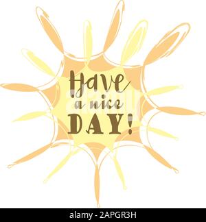 Sunny Day text Hand drawn lettering Handwritten calligraphy design ...