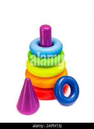 Plastic toy pyramid on a white background Stock Photo - Alamy