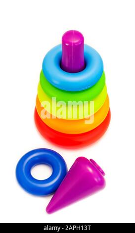 Plastic toy pyramid on a white background Stock Photo - Alamy
