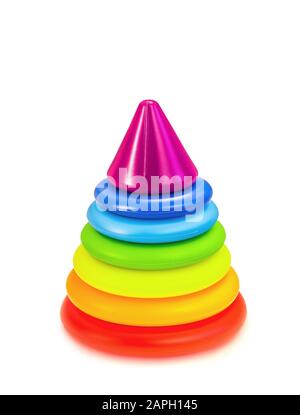 Plastic toy pyramid on a white background Stock Photo - Alamy