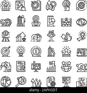 Brand manager icons set. Outline set of Brand manager vector icons for ...