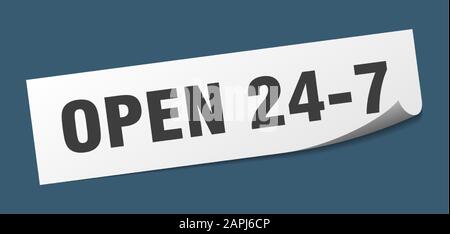 open 24 7 sticker. open 24 7 square sign. open 24 7. peeler Stock ...