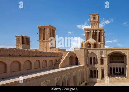 Wind towers on a historic house in Kashan, Iran, traditional Persian ...