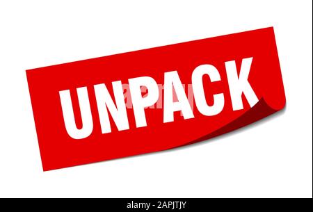 unpack sticker. unpack square sign. unpack. peeler Stock Vector Image ...