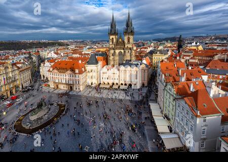 Aerial view of the Old Town square in Prague, Czech Republic Stock ...