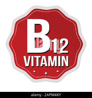 Vitamin B12 with Food Label and Icon. Chemical Formula and Structure ...