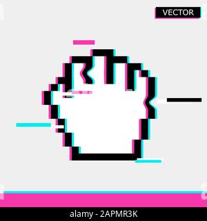 Hand cursor icon click. Glitch style. Vector stock illustration Stock ...
