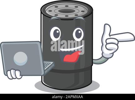 Smart Mechanic oil filter cartoon character design Stock Vector Image ...