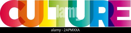 culture colored rainbow word text suitable for card, brochure or ...