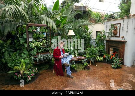 Staff member Callum Munro-Faure poses during a preview for the Giant ...
