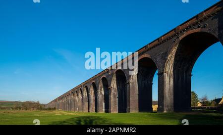 The Harringworth railway viaduct; River Welland valley ...
