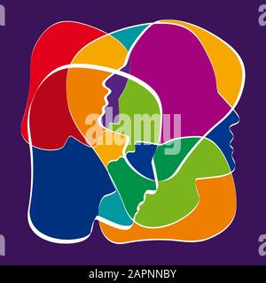 People in confusion. Concept of fusion of thoughts Stock Vector Image ...