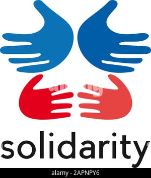 Vector sign concept of solidarity, hands touching Stock Vector Image ...