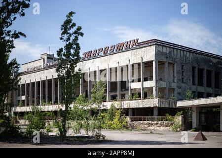 Chernobyl, Ukraine - May , 2019: Palace of Culture Energetik - Text ...