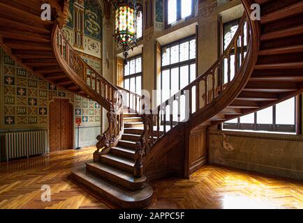 Savoy Castle (Castel Savoia) staircase, Gressoney-Saint-Jean in the ...