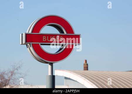 A TfL Buses roundel outside Tottenham Hale bus station Stock Photo - Alamy