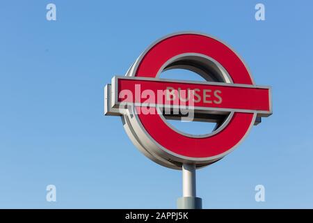 A TfL Buses roundel outside Tottenham Hale bus station Stock Photo - Alamy