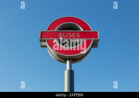 A TfL Buses roundel outside Tottenham Hale bus station Stock Photo - Alamy