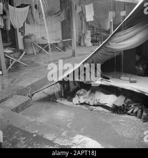 Military tent and equipment. Military base with temporary barracks ...