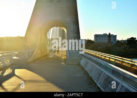 The Lusitania Bridge built in 1991 over the Guadiana River in Merida ...
