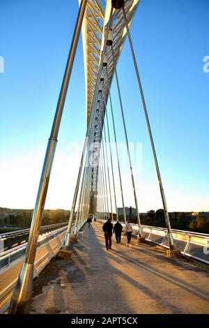The Lusitania Bridge built in 1991 over the Guadiana River in Merida ...