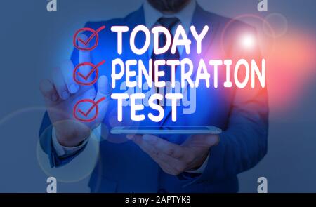 Writing note showing Penetration Test. Business concept for authorized ...