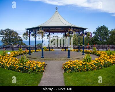 The bandstand in Crescent Gardens, Filey town, North Yorkshire, England ...