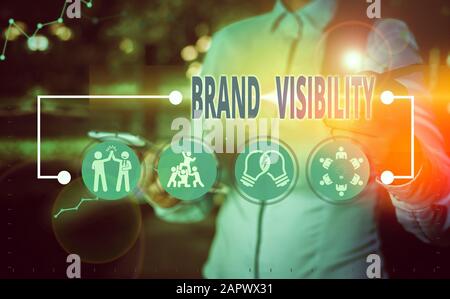 Writing note showing Brand Visibility. Business concept for frequency ...