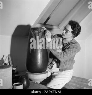 Pottery Saxbo Presumably Eva Staer-Nielsen at a stand with ceramic ...