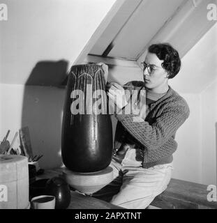 Pottery Saxbo Presumably Eva Staer-Nielsen at a stand with ceramic ...