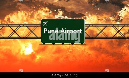 Pune India Airport Highway Sign 2D Illustration Stock Photo - Alamy