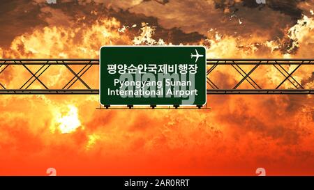 Pyongyang North Korea Airport Highway Sign 2D Illustration Stock Photo ...