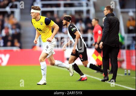 Newcastle United's Joelinton (left) after the Carabao Cup semi-final ...