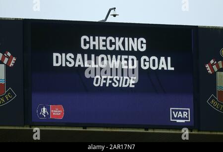 VAR checking for a possible offside during the Premier League match ...