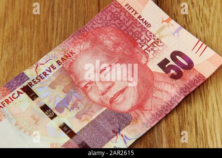 50 South African rands bank note. South African rands is the national ...