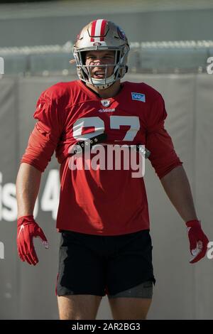 San Francisco 49ers Nick Bosa (97) warms up before an NFL football game ...