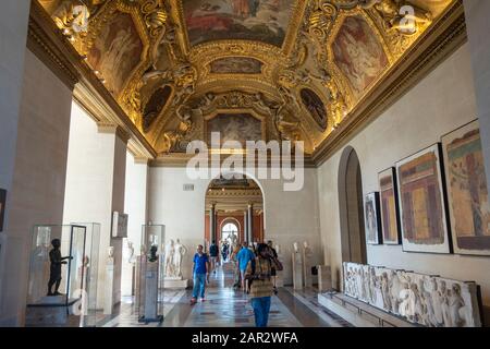 Paris Louvre Museum gallery with Roman mosaic floor Stock Photo - Alamy