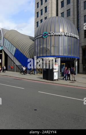 Entrance to DLR Tower Gateway Station, Tower Hill, London City, Greater ...