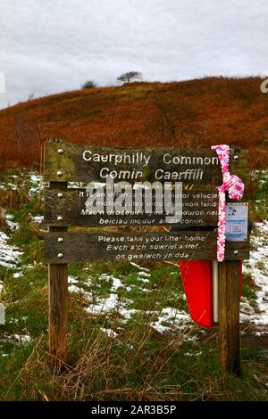 Caerphilly common sign, Wales, UK Stock Photo - Alamy
