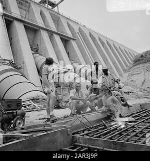 Zaire (formerly Belgian Congo) Inga project, dam in the river Zaire ...